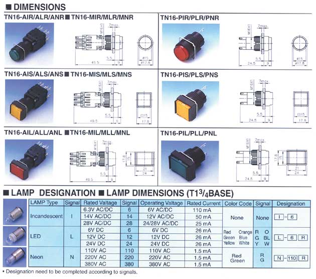 Elproma, Tend 16mm Modular Switch System, Illuminated, Push Button Switches Pilot Lamps and Key ...